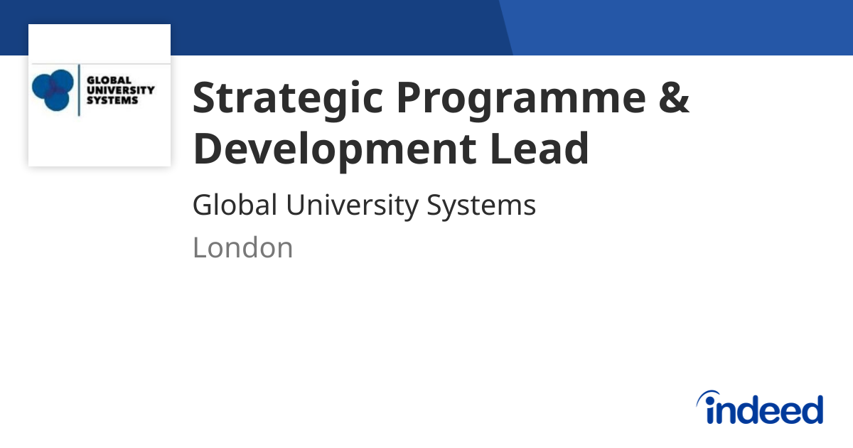 Strategic Programme & Development Lead - London EC1N - Indeed.com