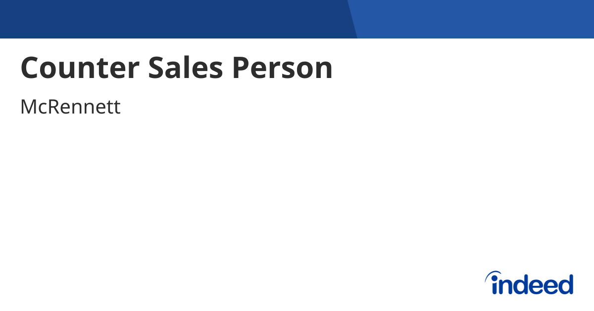 Counter Sales Person - Madipakkam, Chennai, Tamil Nadu - Indeed.com