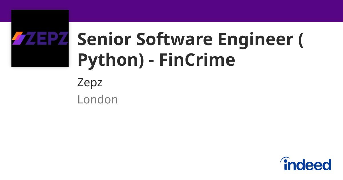 Senior Software Engineer ( Python) - FinCrime - London - Indeed.com