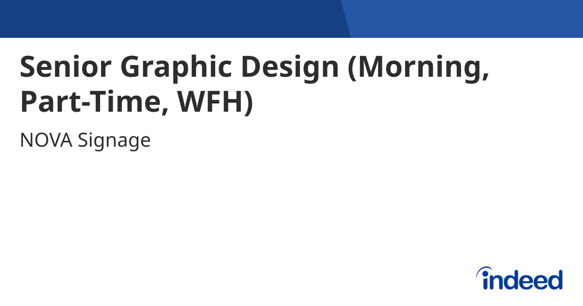 Senior Graphic Design (Morning, Part-Time, WFH) - Philippines - Indeed.com