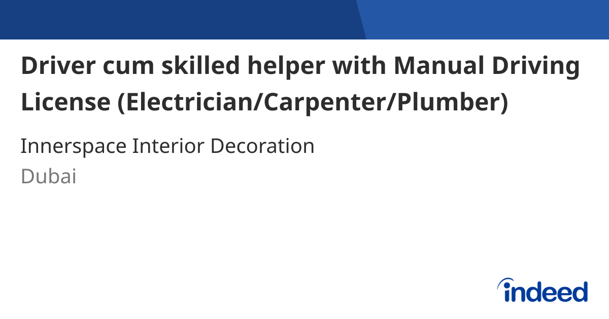 Company Driver (Manual Driving License) - Dubai - Indeed.com