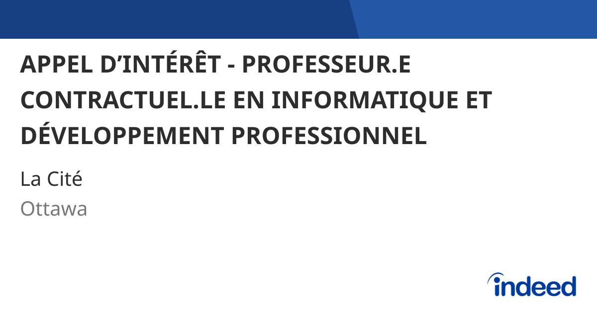 APPEL D’INTÉRÊT - PROFESSEUR.E CONTRACTUEL.LE EN INFORMATIQUE ET ...