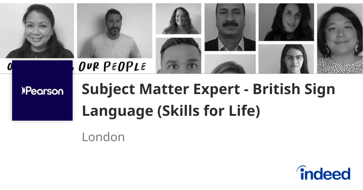 Subject Matter Expert - British Sign Language (Skills for Life ...