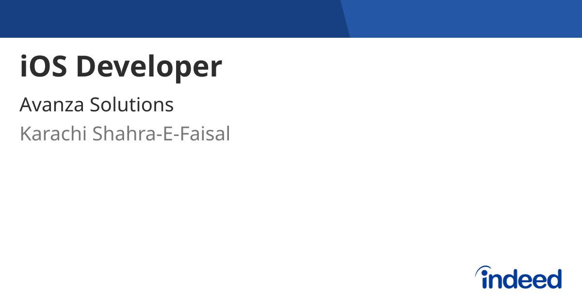 iOS Developer - Karachi Shahra-E-Faisal - Indeed.com