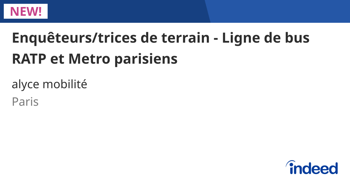 Enquêteurs/trices de terrain - Ligne de bus RATP et Metro parisiens ...
