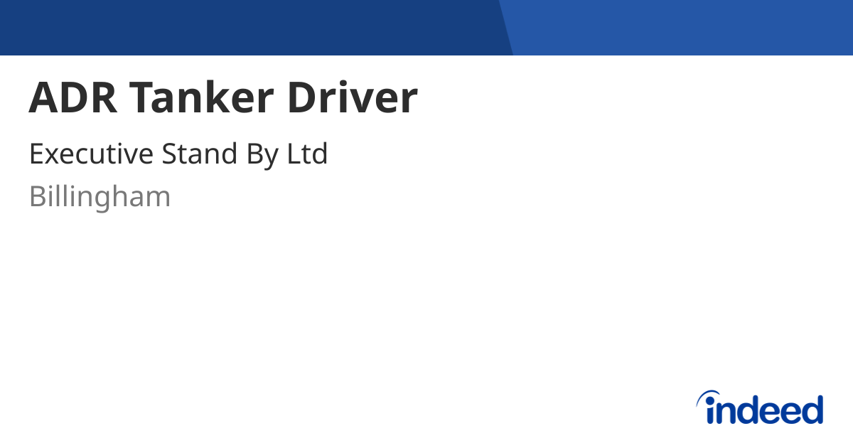 ADR Tanker Driver - Billingham - Indeed.com