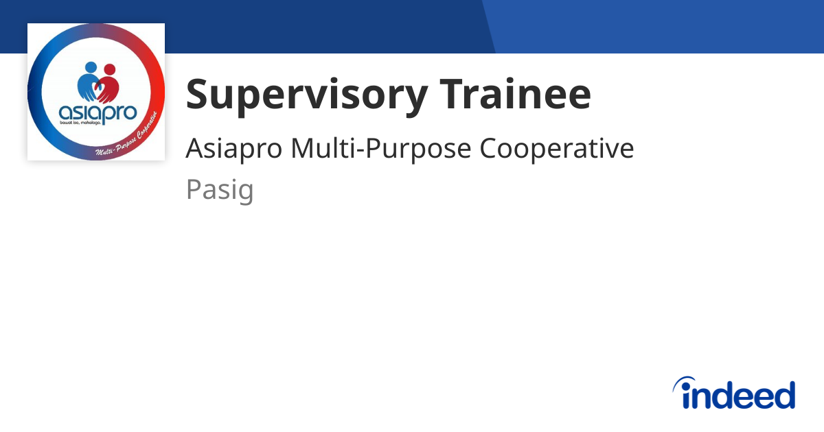 Supervisory Trainee - Pasig - Indeed.com