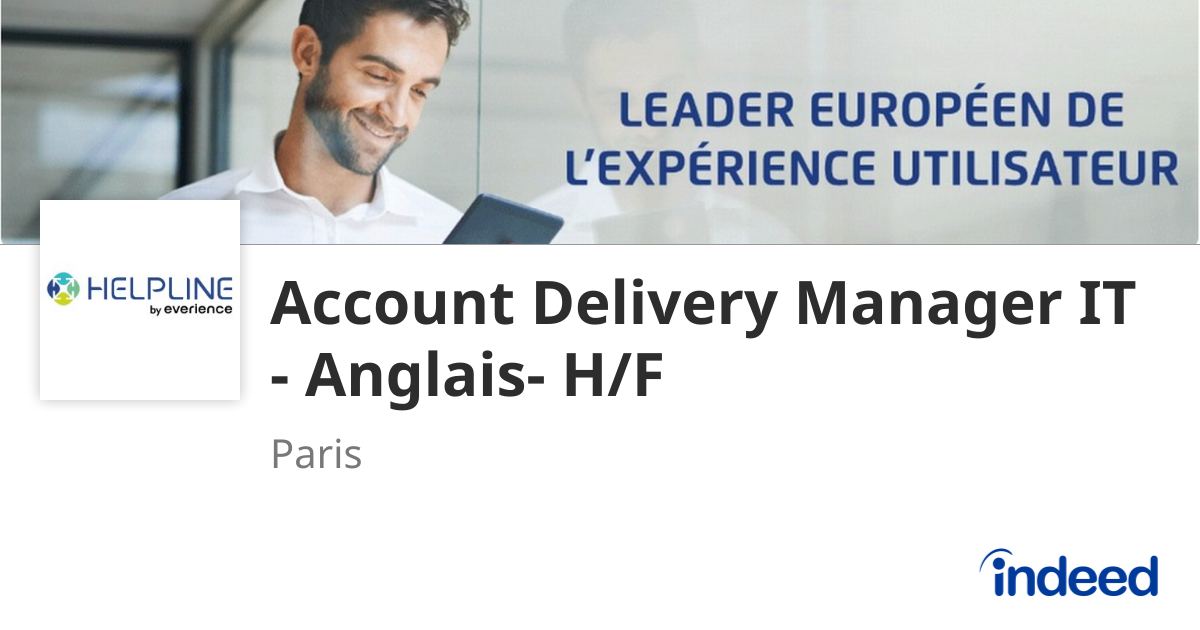Account Delivery Manager IT - Anglais- H/F - Paris (75) - Indeed.com