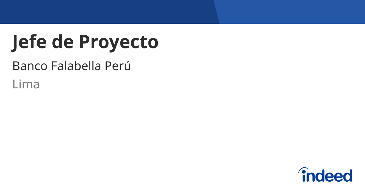 Jefe de Proyecto - Lima, Lima - Indeed.com