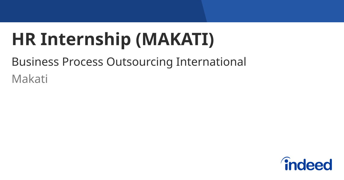 HR Internship (MAKATI) - Makati - Indeed.com