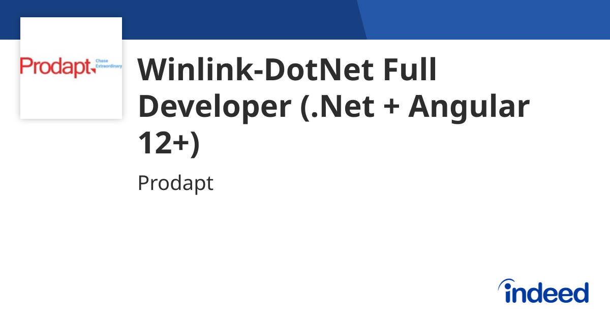 Winlink-DotNet Full Developer (.Net + Angular 12+) - Chennai, Tamil Nadu - Indeed.com
