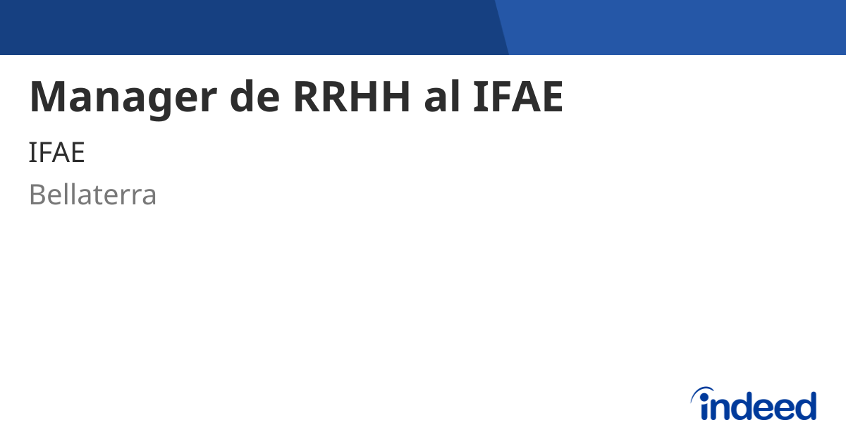 Manager de RRHH al IFAE - 08193 Bellaterra, Barcelona provincia ...