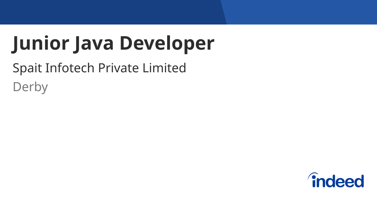 Junior Java Developer - Derby - Indeed.com