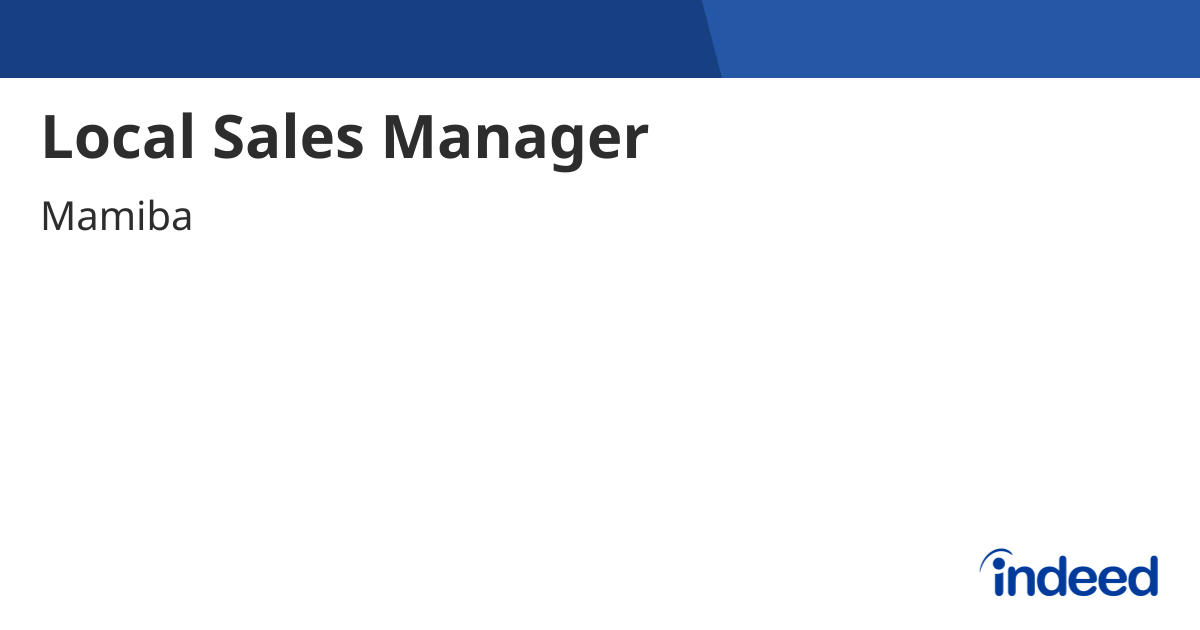 Local Sales Manager - South Africa - Indeed.com