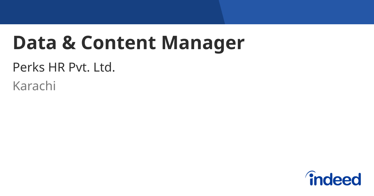 Content Manager - Karachi - Indeed.com