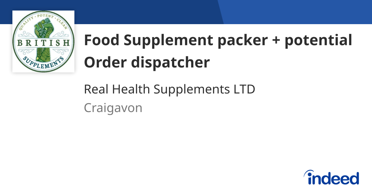 Food Supplement packer + potential Order dispatcher - Craigavon BT63 ...