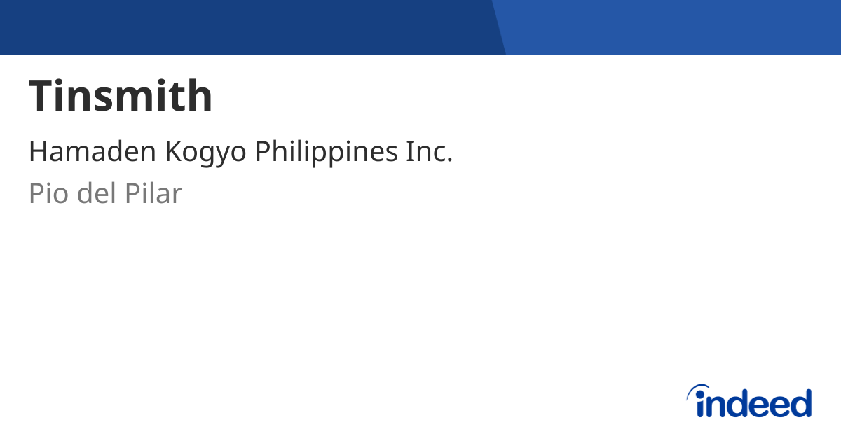 Tinsmith - Pio del Pilar 1230 P00 - Indeed.com