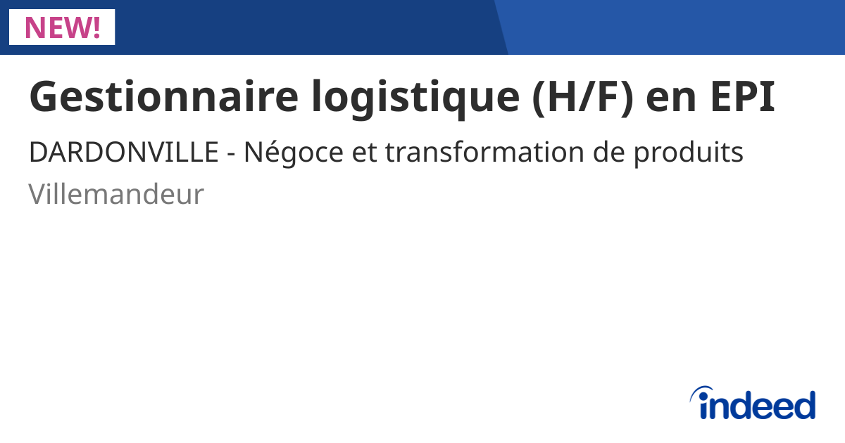 Vendeur comptoir (H/F) en EPI pour l'industrie - 45700 Villemandeur ...