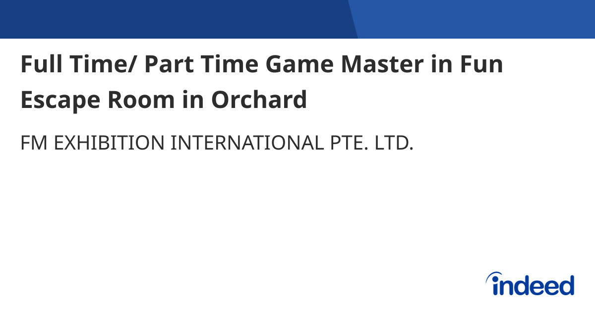 Full Time/ Part Time Game Master in Fun Escape Room in Orchard ...