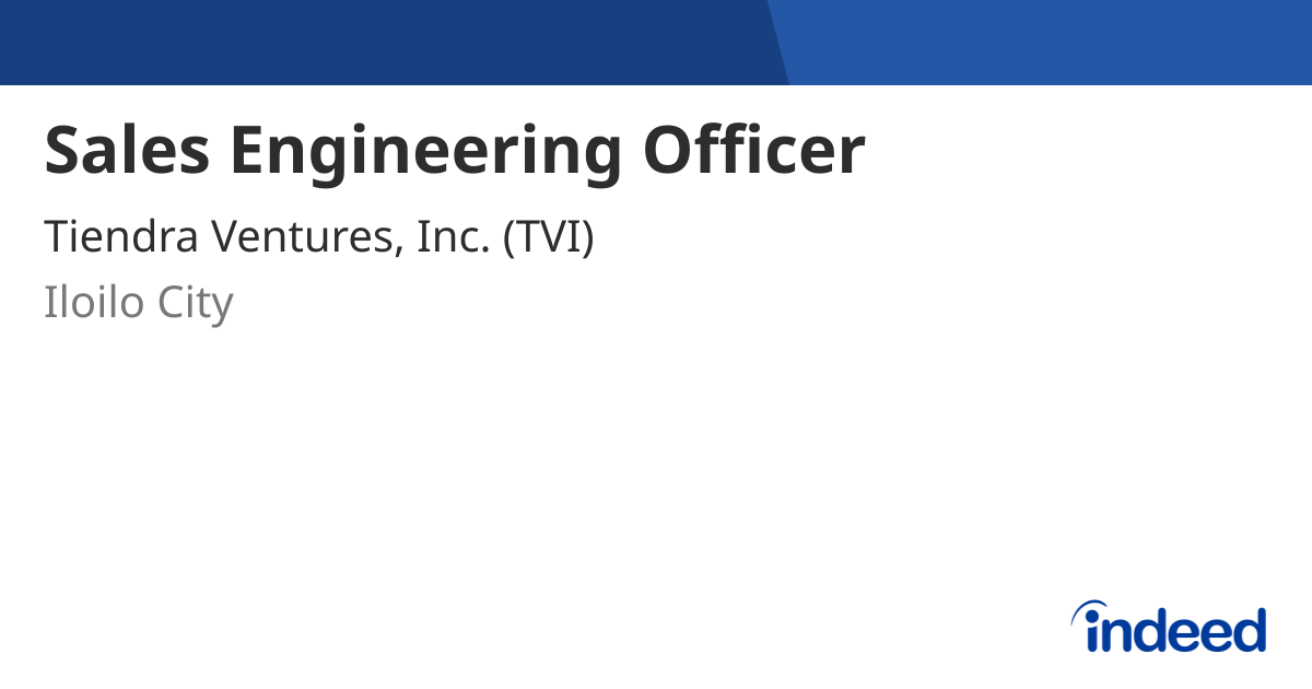 Sales Engineering Officer - Iloilo City - Indeed.com
