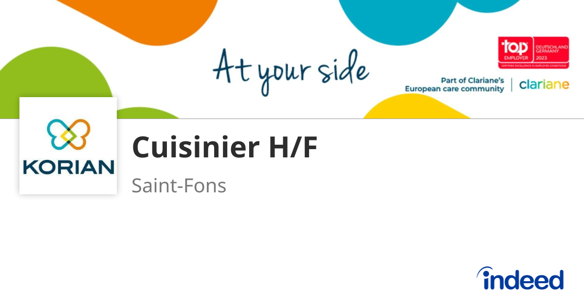 Cuisinier H/F - 69190 Saint-Fons - Indeed.com