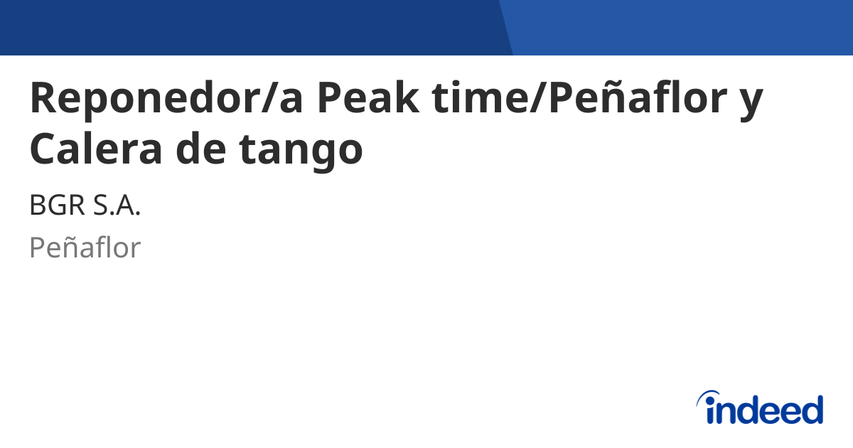 Reponedor/a Peak time/Peñaflor y Calera de tango - Peñaflor, Región ...