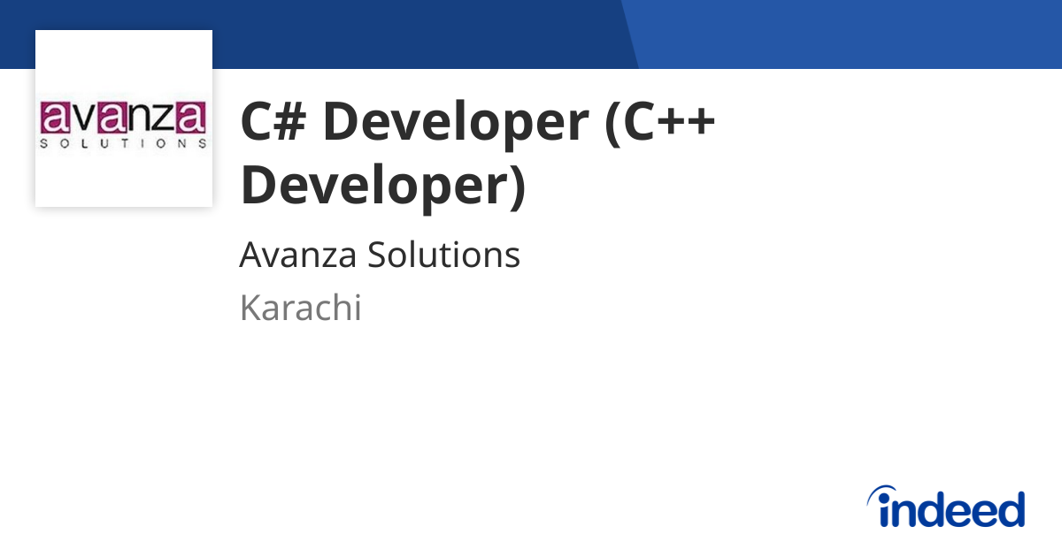 C# Developer (C++ Developer) - Karachi - Indeed.com