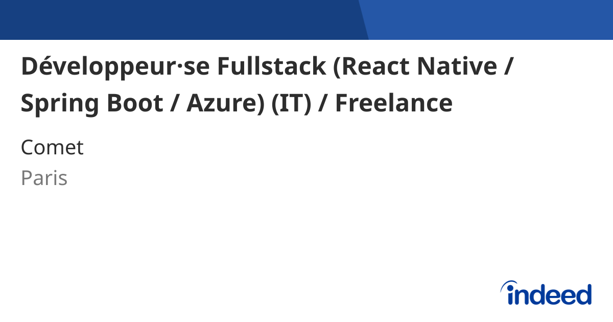 Développeur·se Fullstack (React Native / Spring Boot / Azure) (IT ...