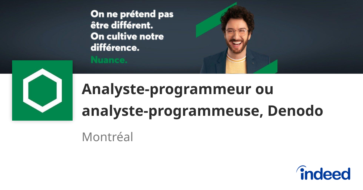 Analyste-programmeur ou analyste-programmeuse, Denodo - Montréal, QC H1B 1N8 - Indeed.com