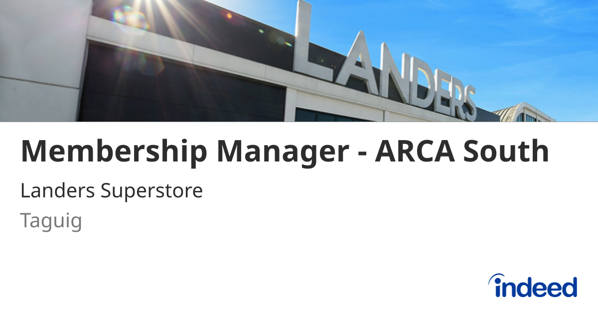 Membership Manager - ARCA South - Taguig - Indeed.com