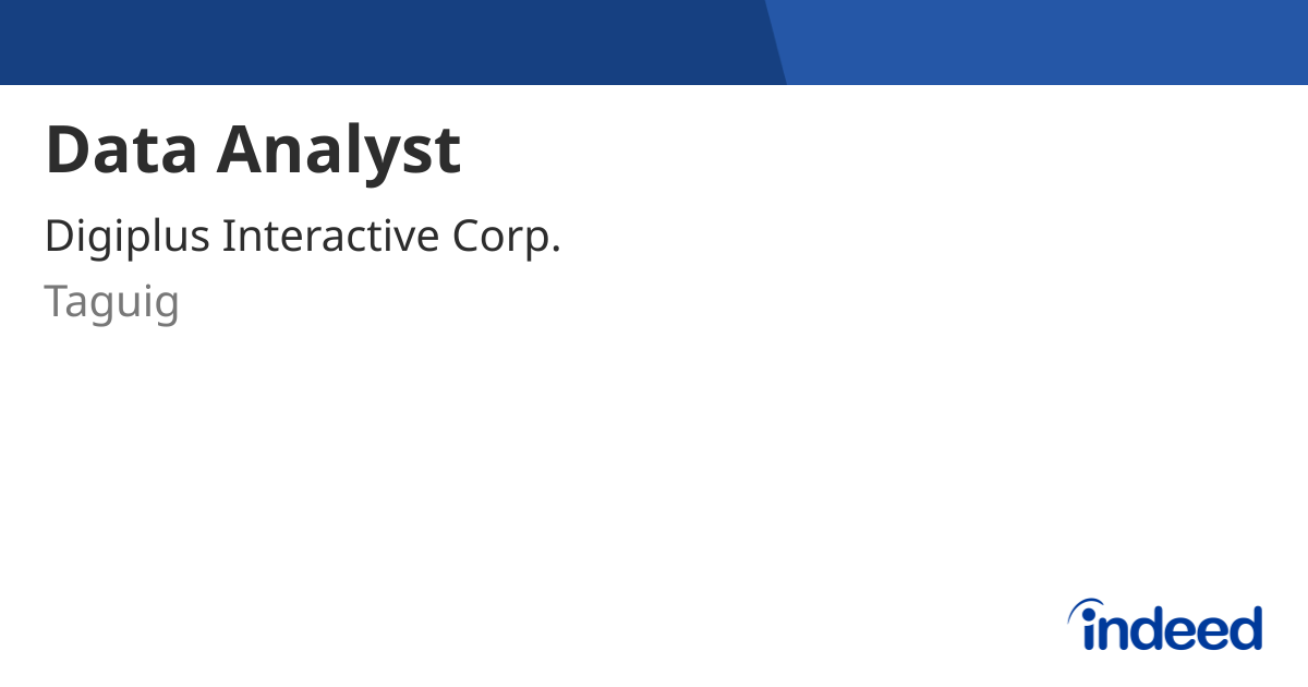 Data Analyst - Taguig - Indeed.com