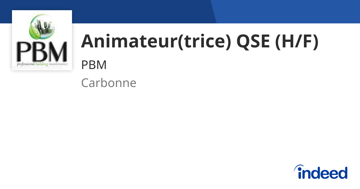 Animateur(trice) QSE (H/F) - 31390 Carbonne - Indeed.com