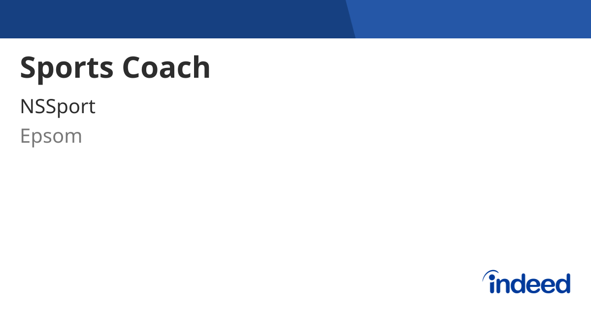 Sports Coach - Epsom - Indeed.com