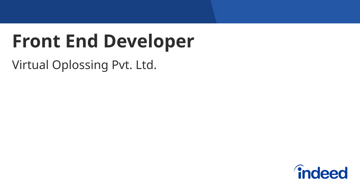 Front End Developer - Mohali, Punjab - Indeed.com
