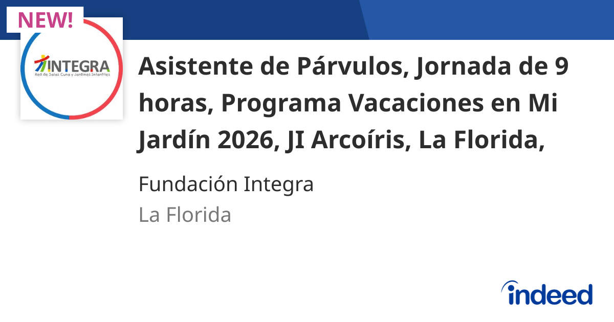Asistente de Párvulos, Jornada de 9 horas, Programa Vacaciones en Mi ...