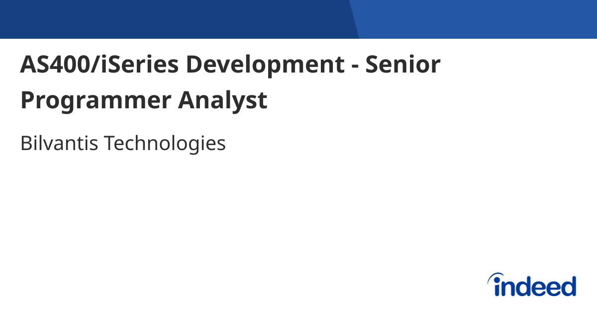 AS400/iSeries Development - Senior Programmer Analyst - Hyderabad, Telangana - Indeed.com