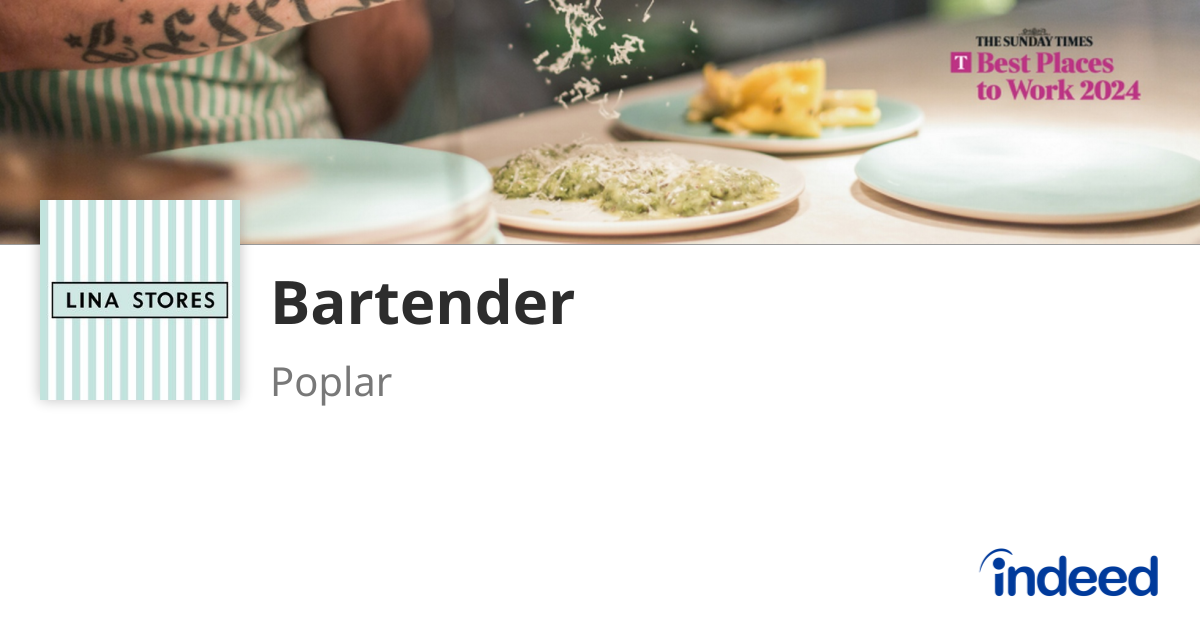 Bartender - Poplar E14 5AR - Indeed.com