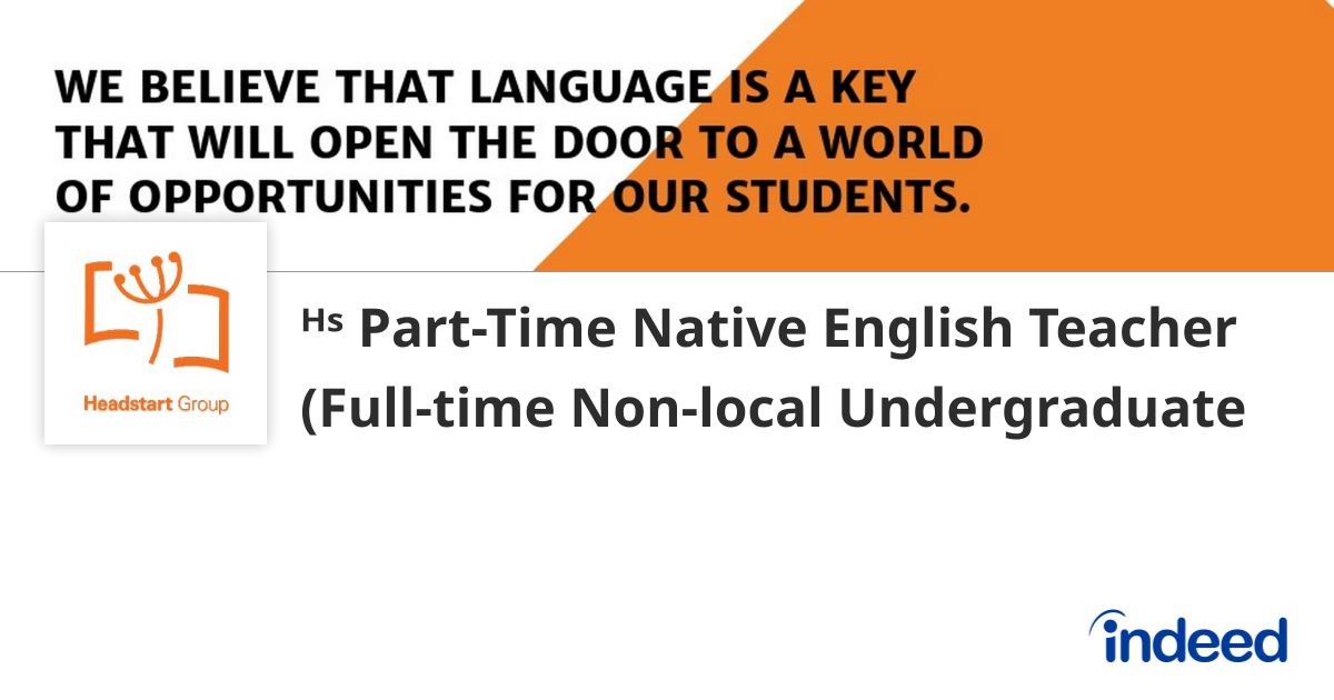 ᴴˢ Part-Time Native English Teacher (Full-time Non-local Undergraduate Students are welcomed ...