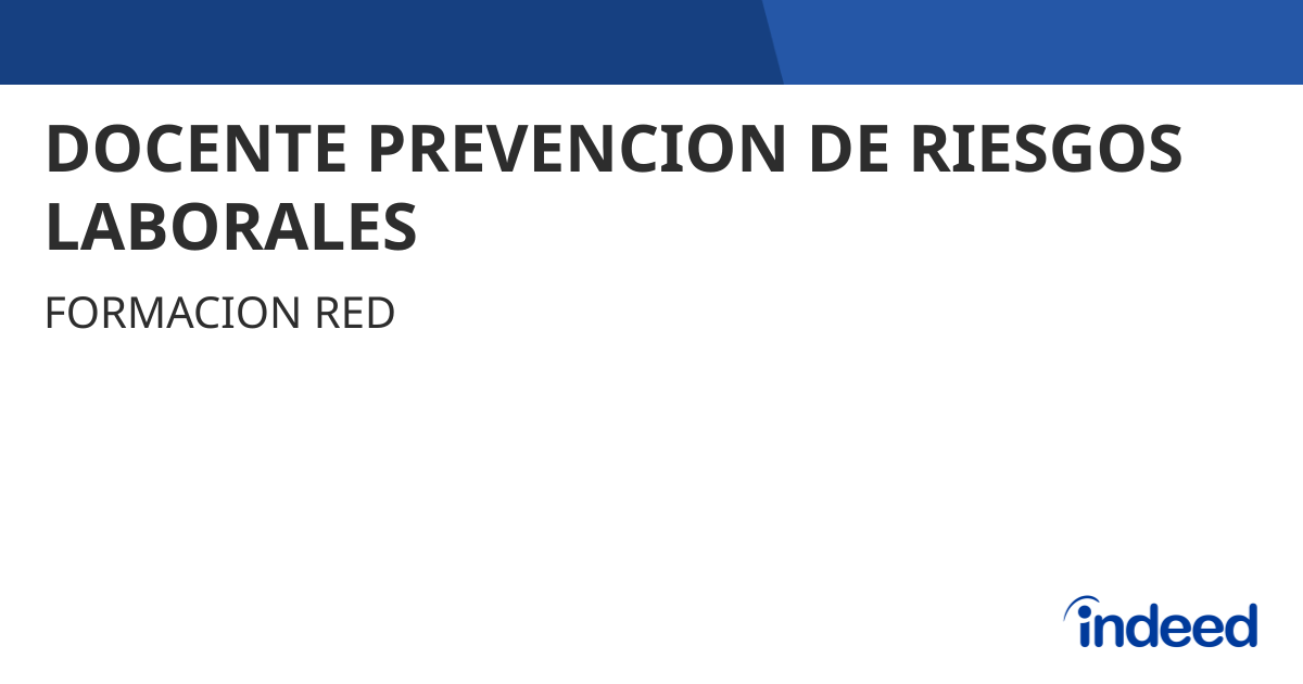 DOCENTE PREVENCION DE RIESGOS LABORALES - Medina del Campo, Valladolid ...