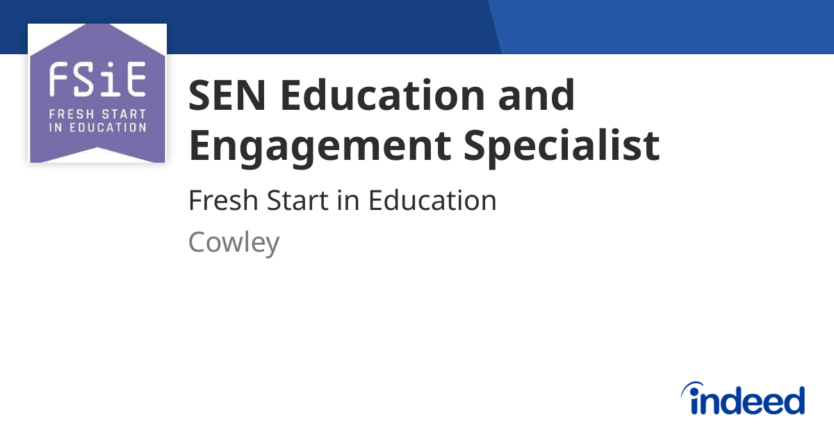 SEN Education and Engagement Specialist - Cowley OX4 - Indeed.com