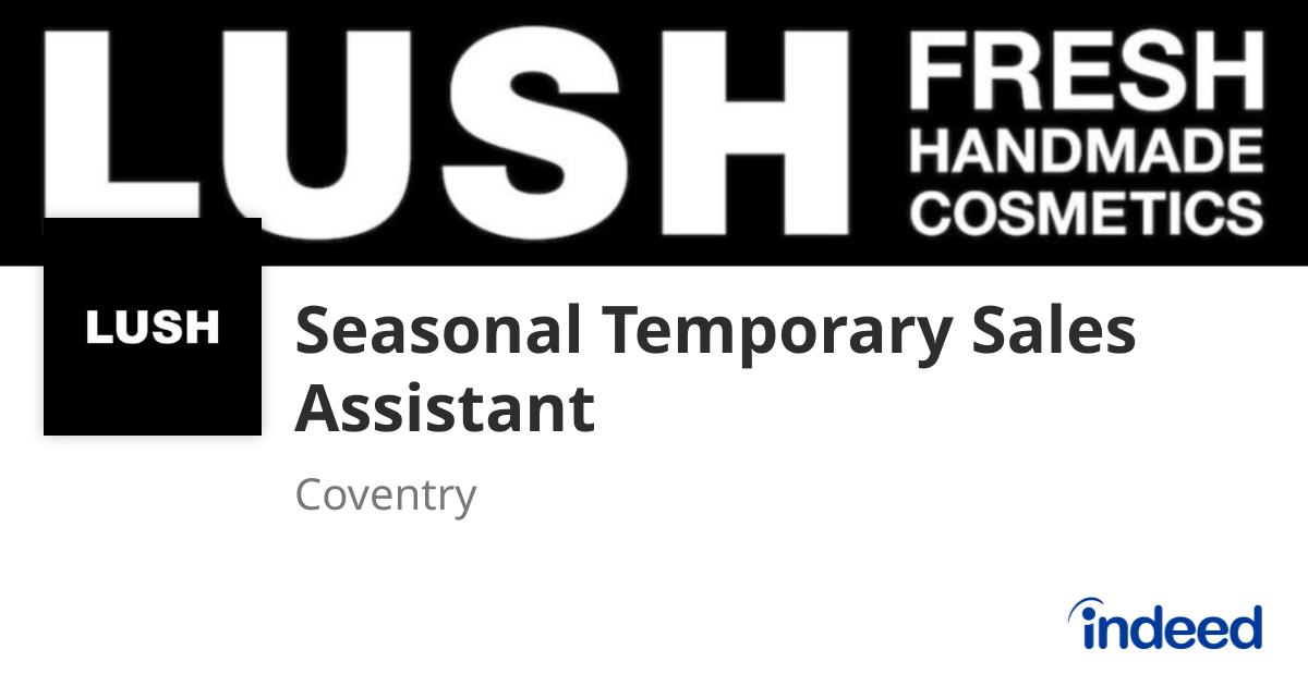 Seasonal Temporary Sales Assistant - Coventry CV1 1DX - Indeed.com