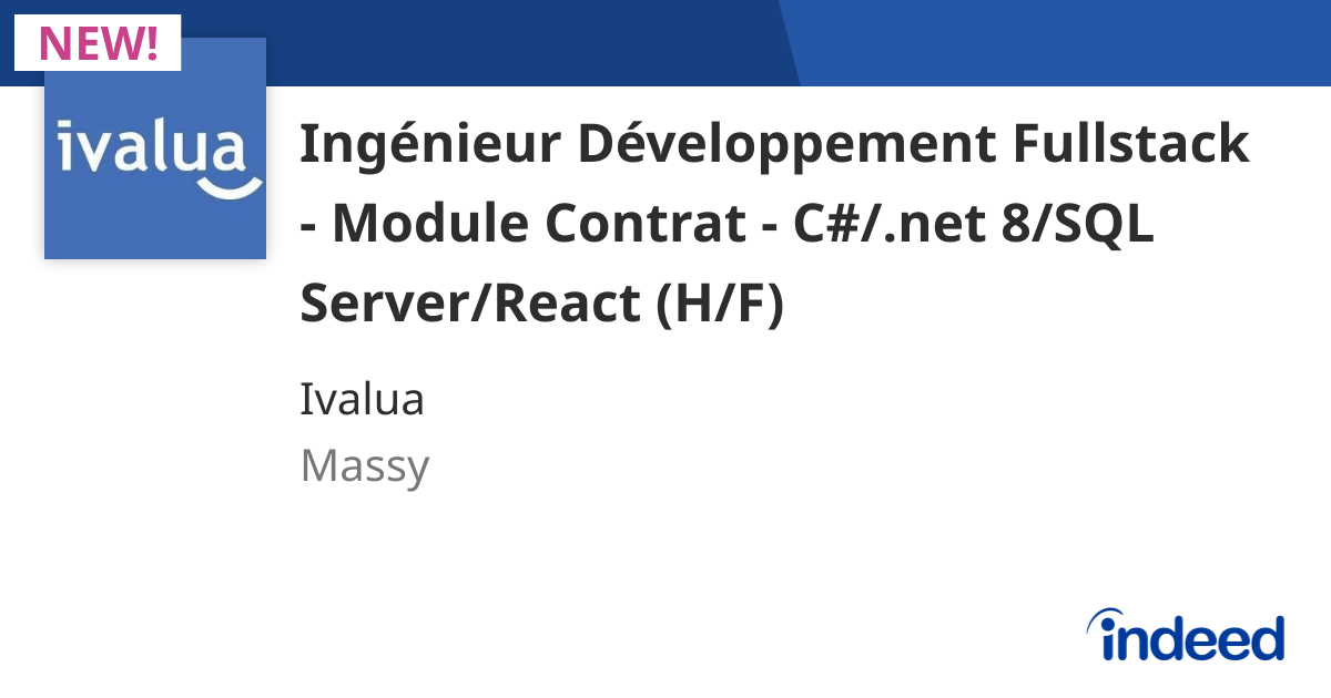 Ingénieur Développement Fullstack - Module Contrat - C#/.net 8/SQL ...