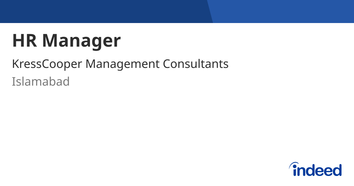 HR Manager - Islamabad - Indeed.com