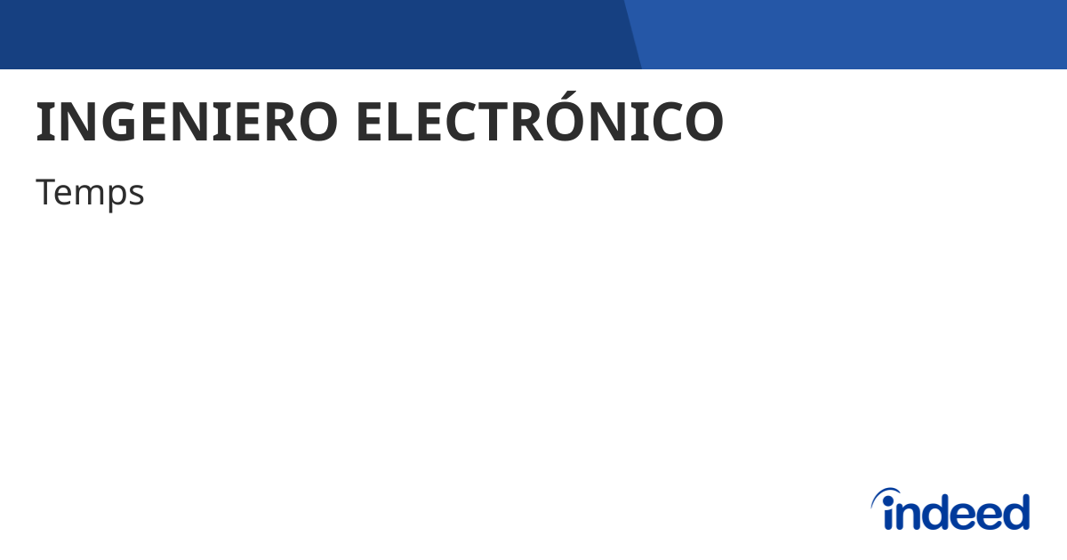 INGENIERO ELECTRÓNICO - Mendaro, Guipúzcoa provincia - Indeed.com