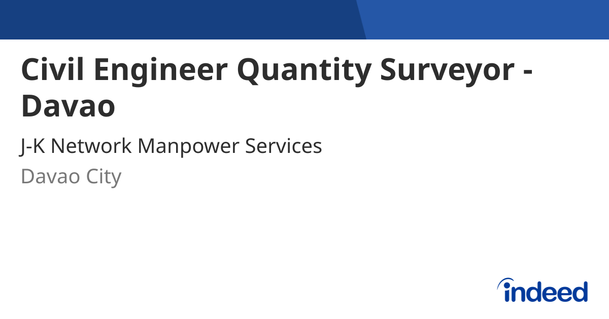 Civil Engineer Quantity Surveyor - Davao - Davao City - Indeed.com