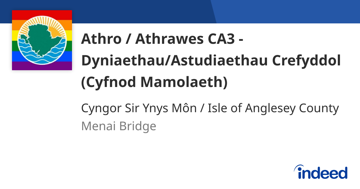 Athro / Athrawes CA3 - Dyniaethau/Astudiaethau Crefyddol (Cyfnod ...
