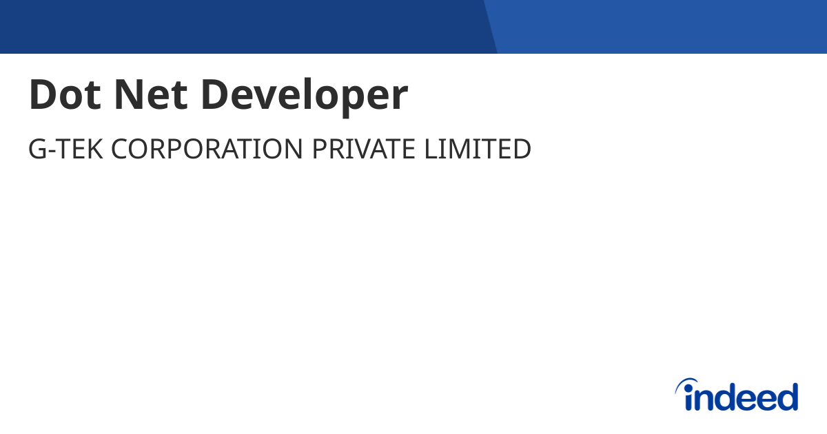 Dot Net Developer - Atladara, Vadodara, Gujarat - Indeed.com