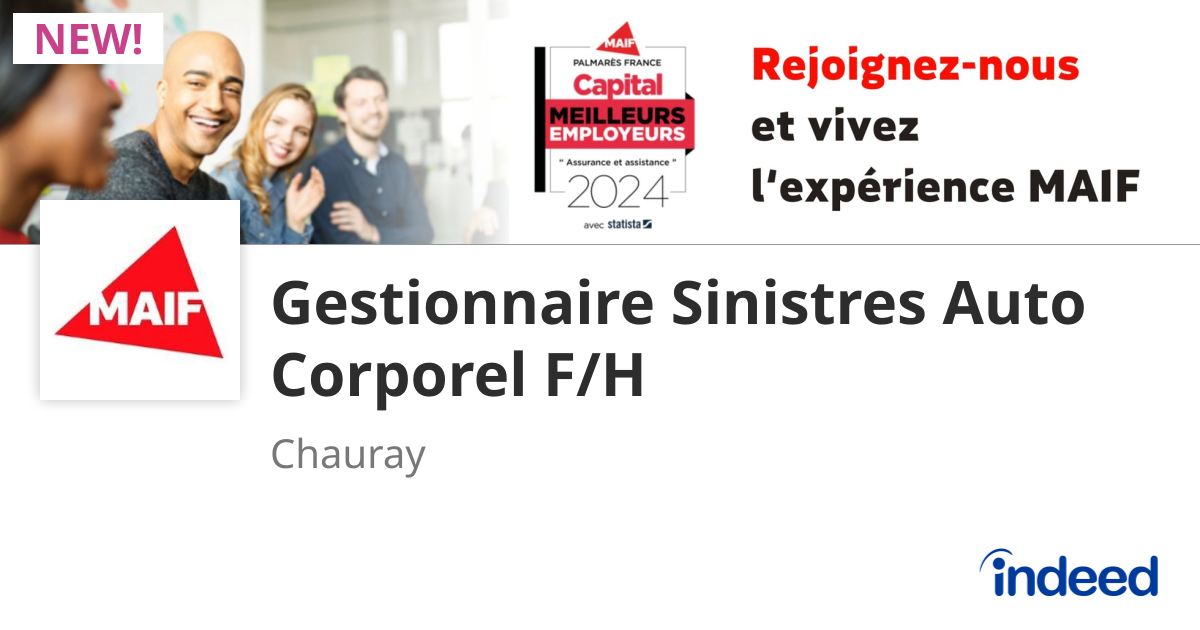 Gestionnaire Sinistres Auto Corporel F/H - Chauray (79) - Indeed.com