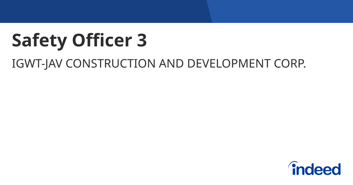 Safety Officer 3 - La Union - Indeed.com