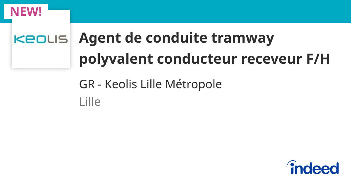 Agent de conduite tramway polyvalent conducteur receveur F/H - 59000 ...